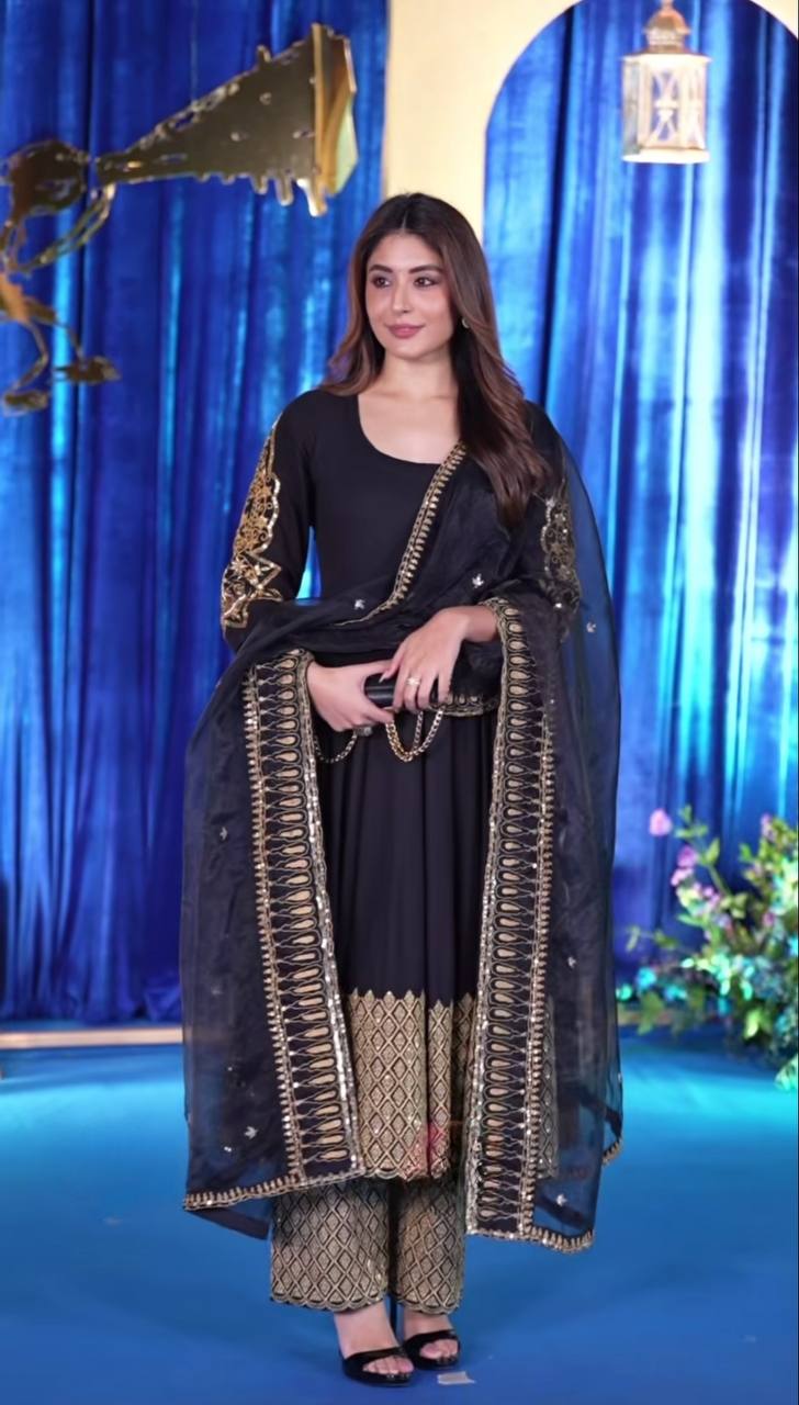 Priya Black Rayon Anarkali Suit Set – The store of Bufani